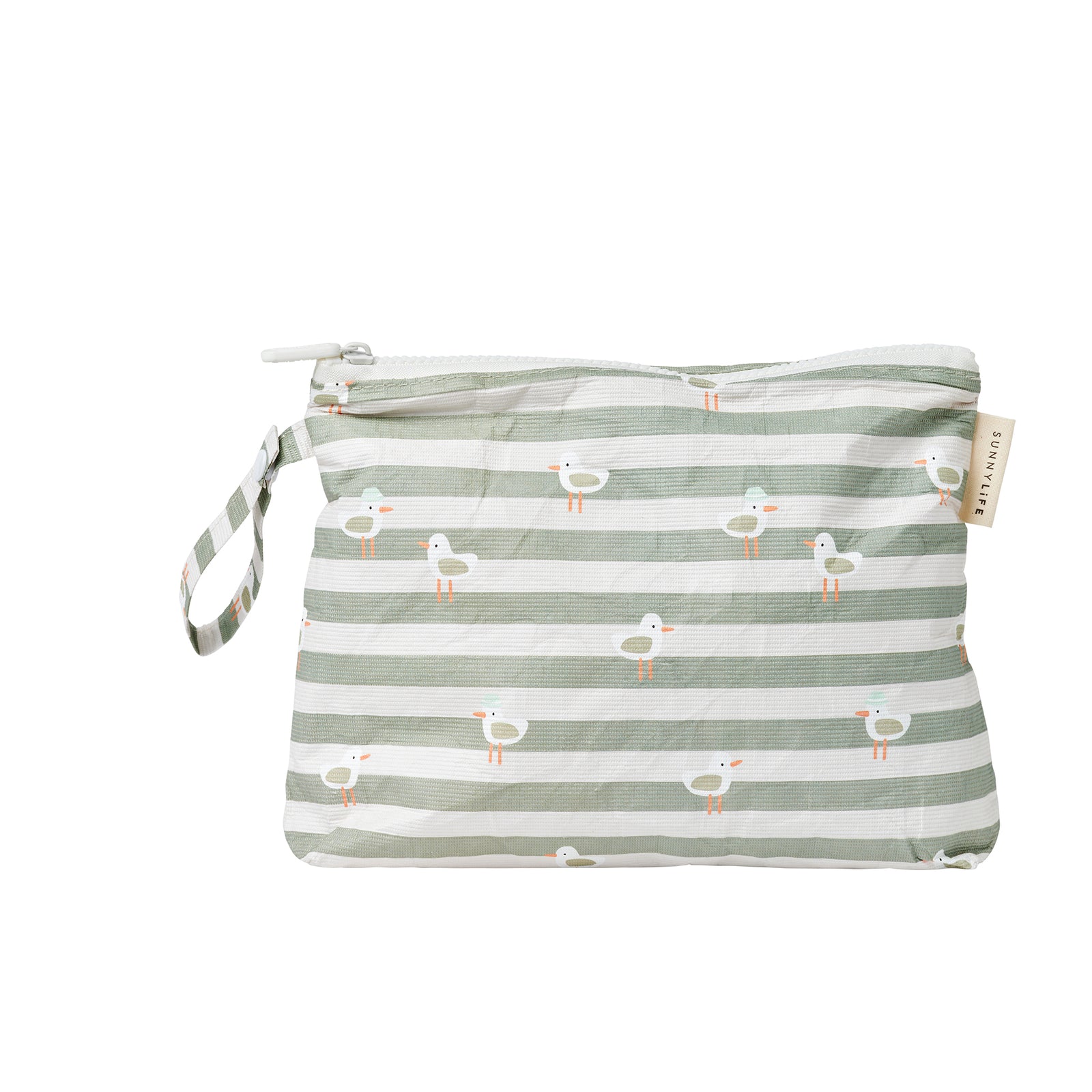 Kids Wet Bag - Sammy the Seagull Green Stripe